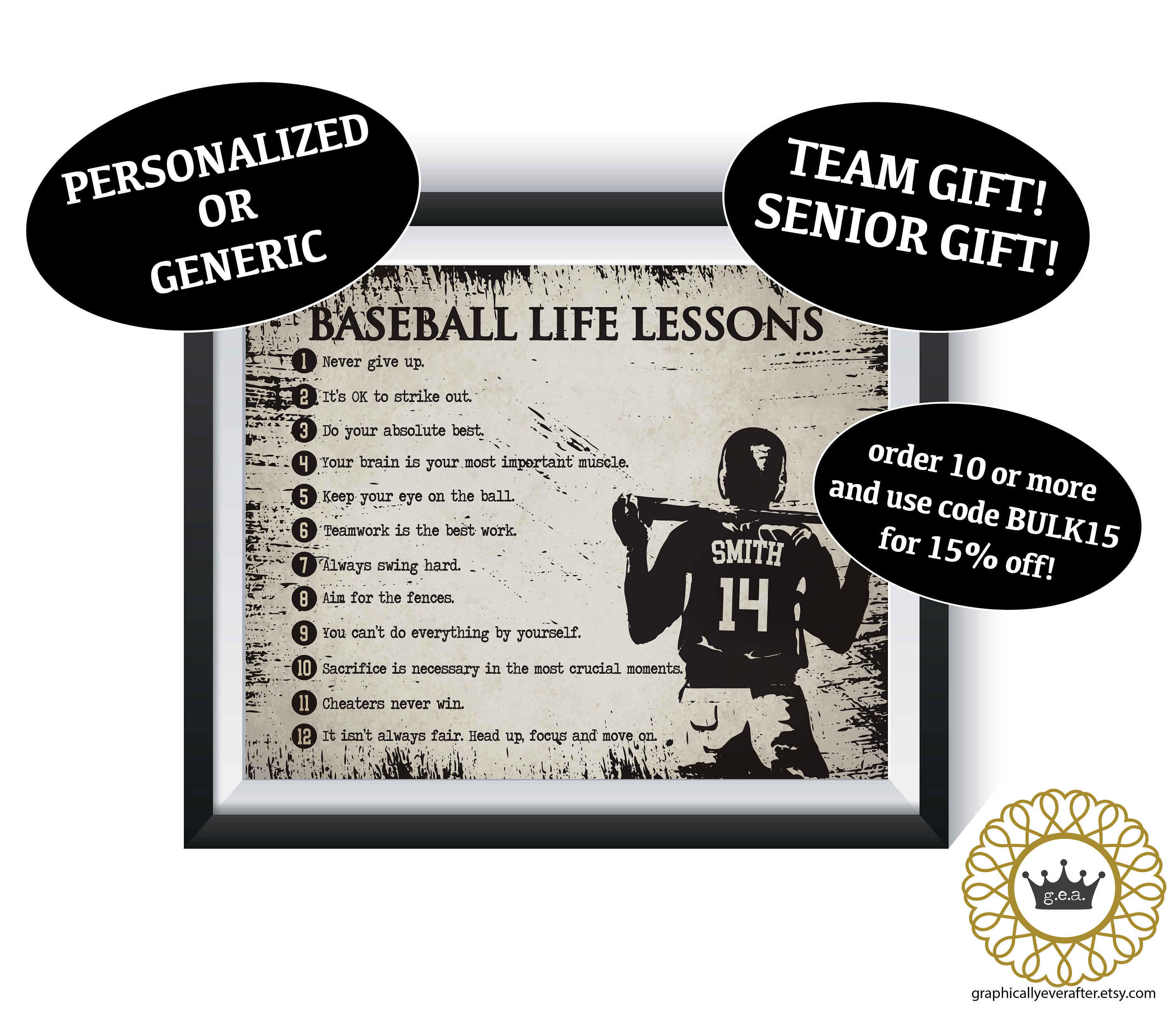 Baseball Life Lessons Art Print Qty 1 Sports Poster Bedroom | Etsy