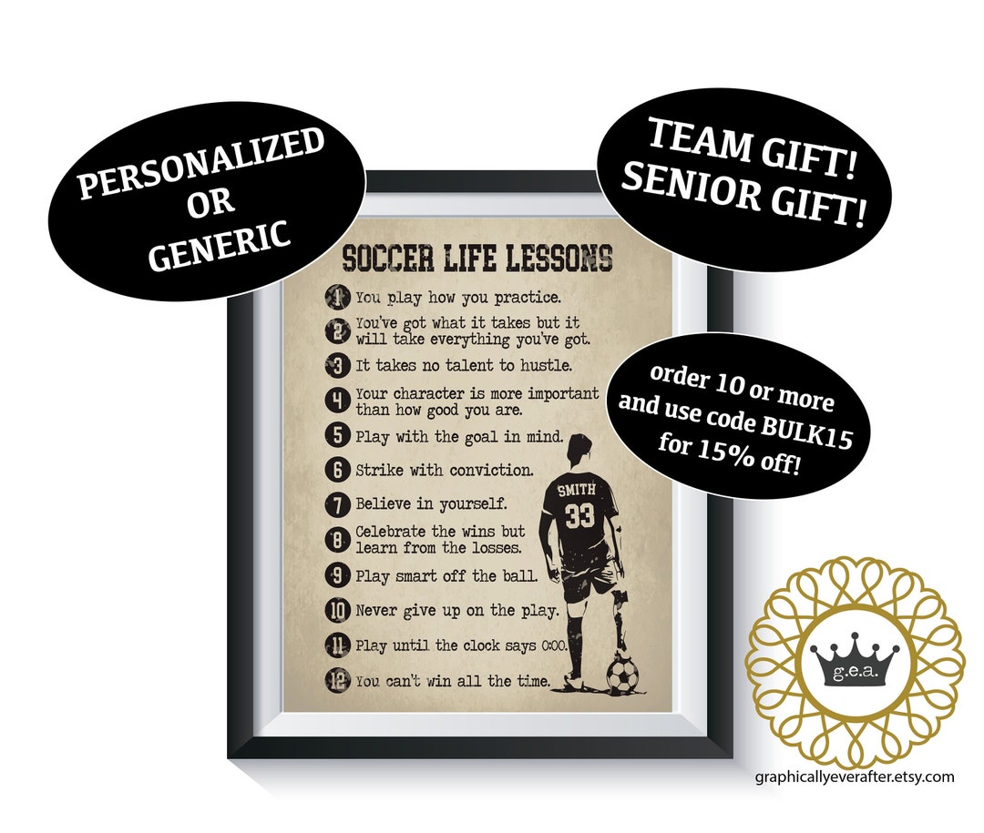 Soccer Team Gift Life Lessons Art Print BOY Qty 1 Sports Bedroom ...