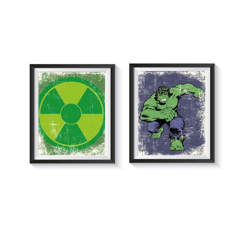 Retro Hulk and Logo Distressed Vintage Style Superhero Art - Etsy