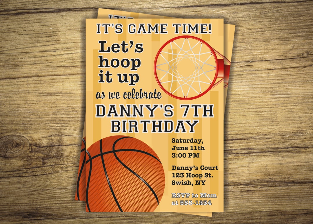 Basketball Birthday Party Invitation Hoop It up Sports All Star Theme ...