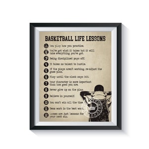 BOY Basketball Life Lessons Art Print Qty 1 Sports Bedroom ...