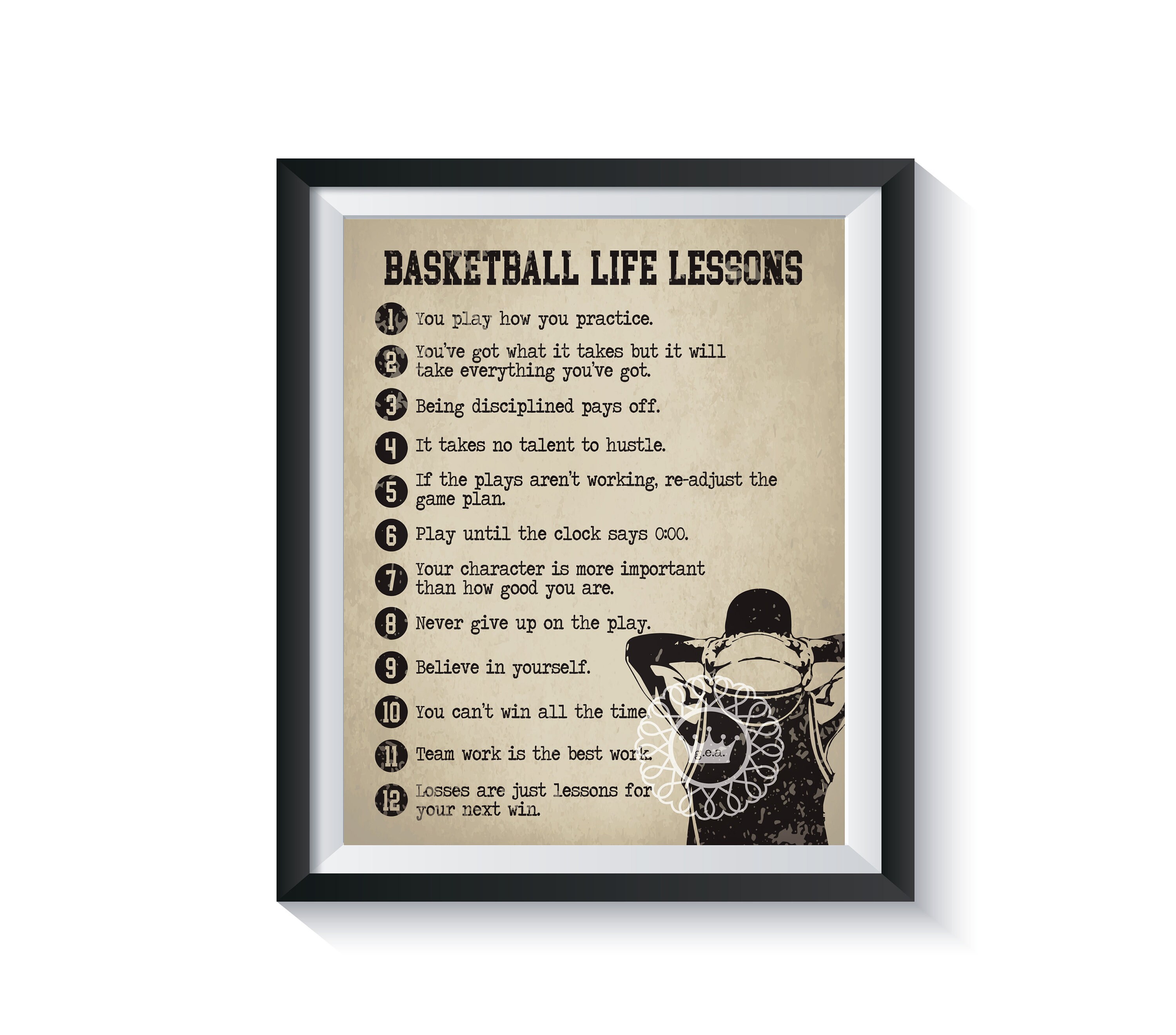 BOY Basketball Life Lessons Art Print Qty 1 Sports Bedroom ...