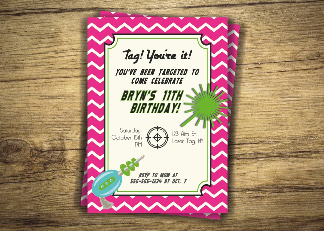 Laser Tag Birthday Party Invitation - Girl Invite Event, Digital File ...