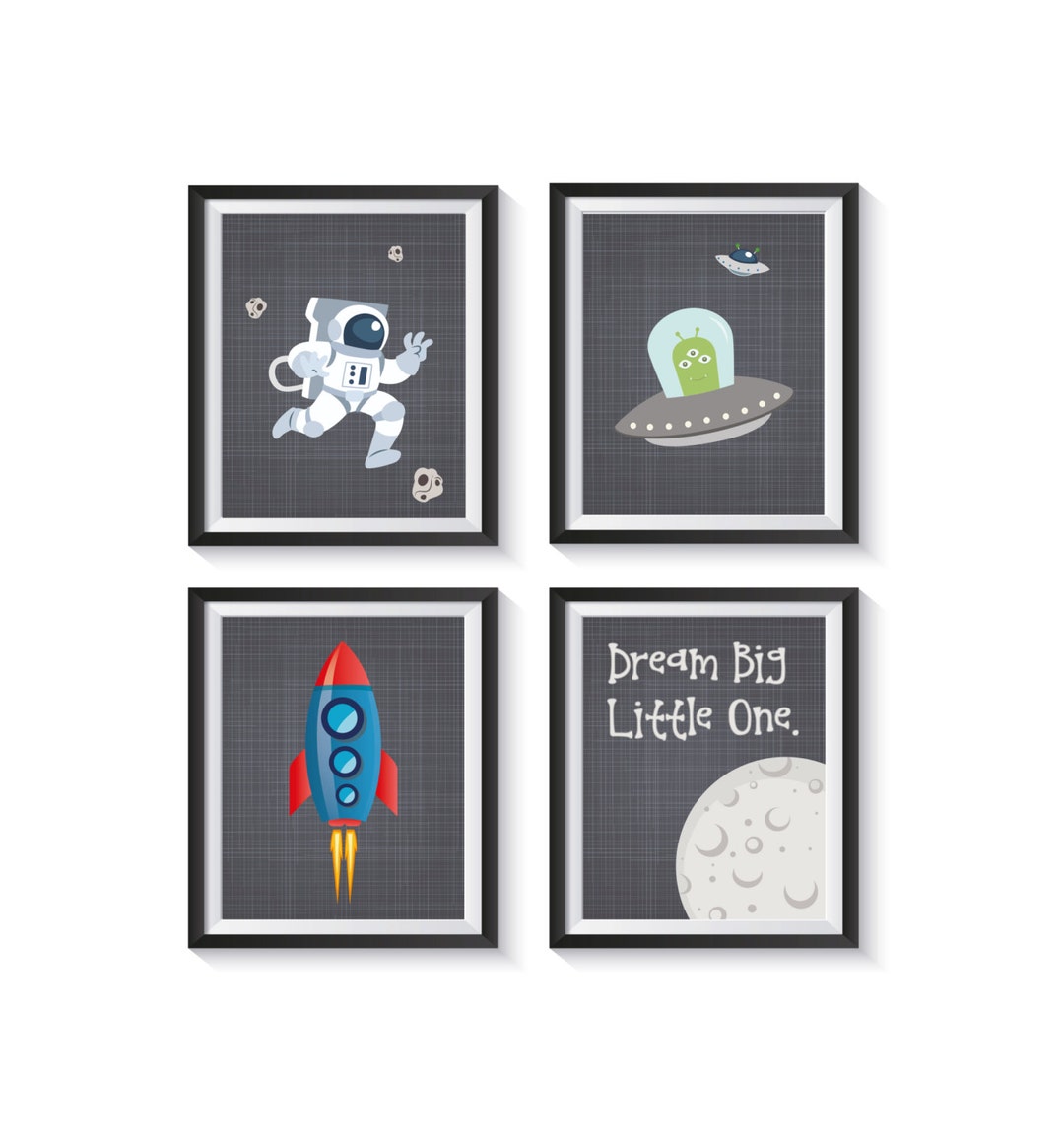 Outer Space Nursery Art Prints, Rocket Ship Art Decor, Astronaut ...