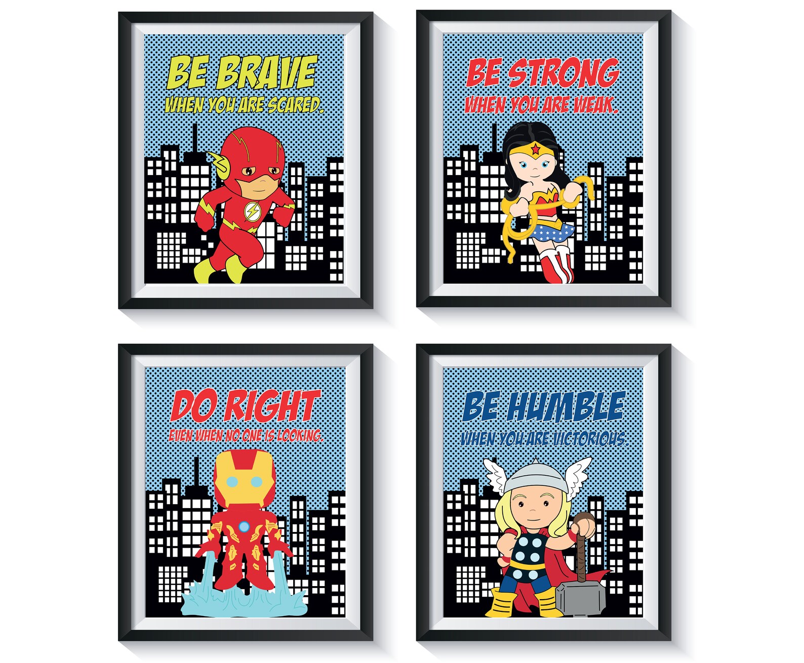 Cute Superhero Art Prints Qty 3 Inspirational Nursery - Etsy