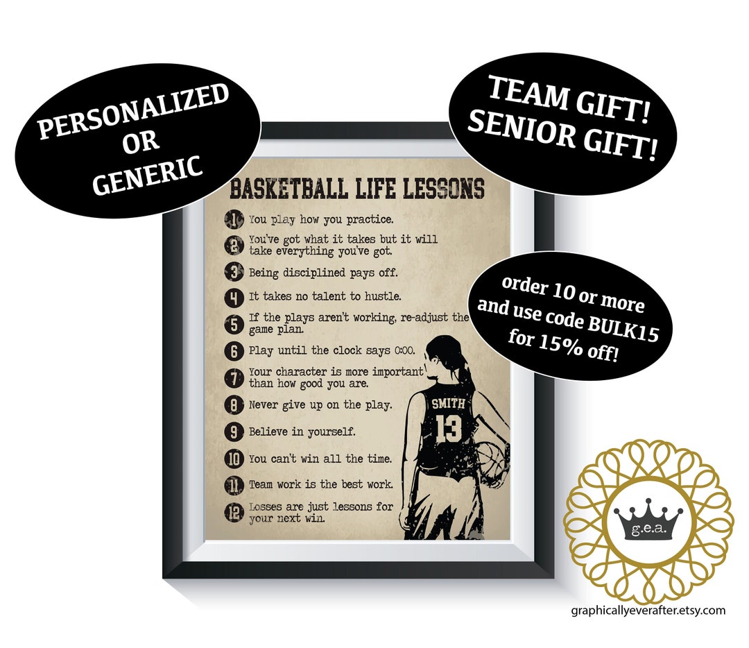 GIRL Basketball Life Lessons Art Print Qty 1 Sports Bedroom ...