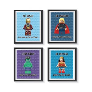 Inspirational Superhero Art Prints UNFRAMED Qty 8 Boys Nursery Bedroom ...