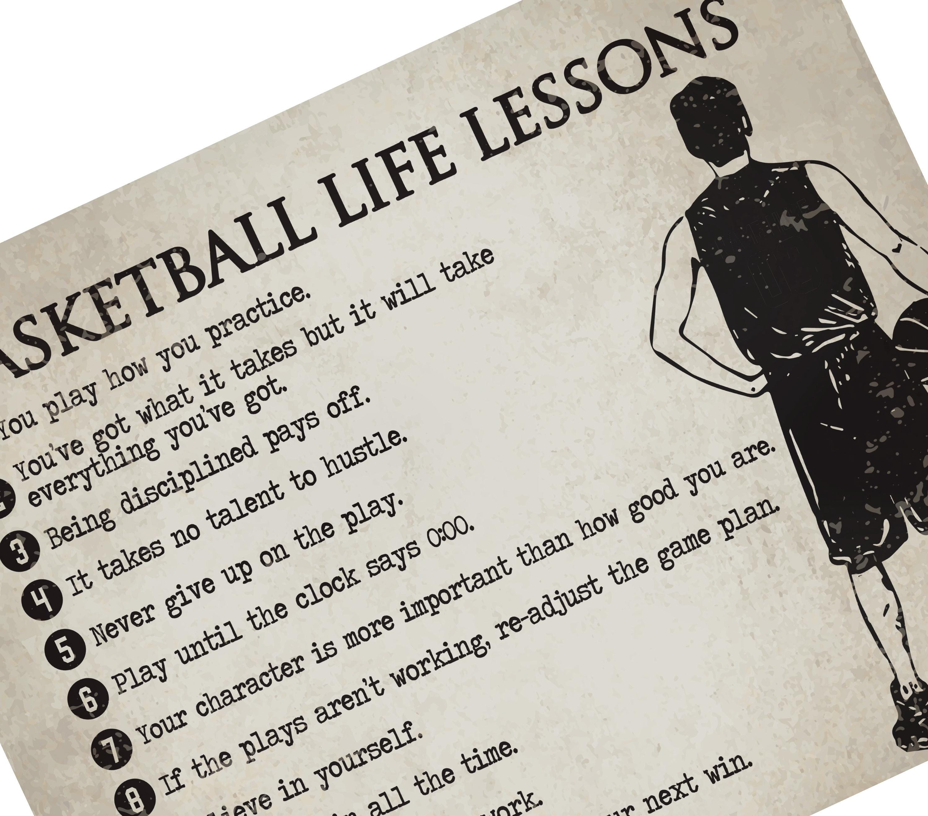 Boys Basketball Life Lessons Art Print Qty 1 Basketball Team Poster ...
