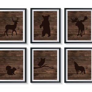 Rustic Woodland Forest Animals Art Print Set Qty 6 Wall - Etsy
