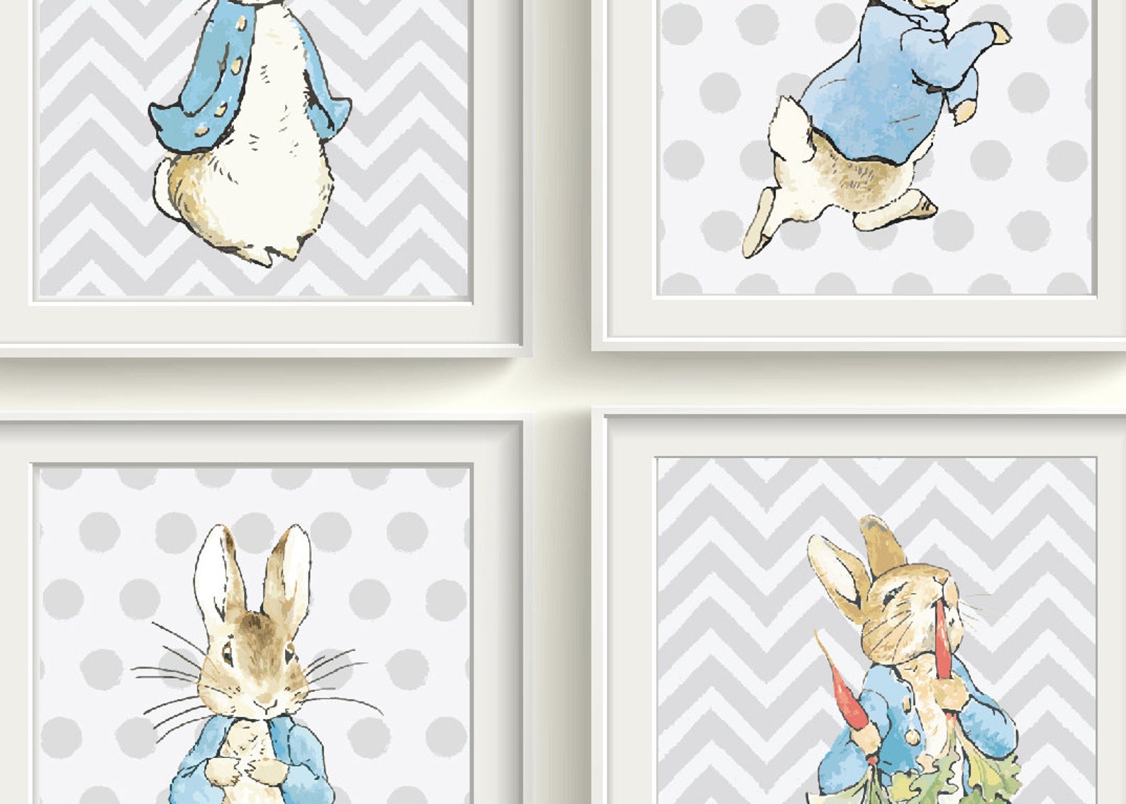 Peter Rabbit Nursery Art Prints Set UNFRAMED Qty 4 Baby Girl - Etsy