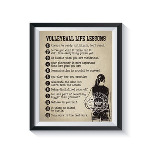 GIRL Volleyball Life Lessons Art Print Qty 1 Sports Bedroom Dorm Room ...