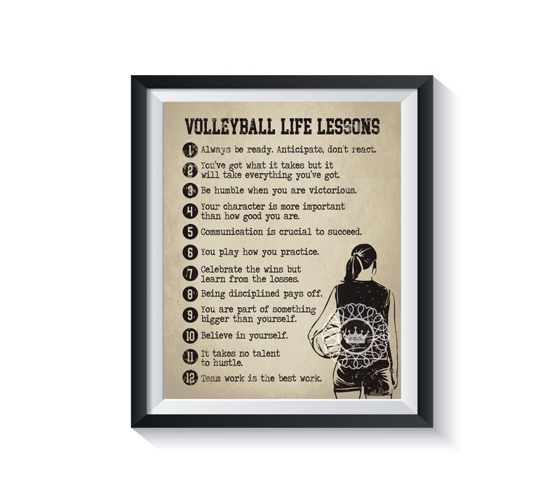 GIRL Volleyball Life Lessons Art Print Qty 1 Sports Bedroom - Etsy