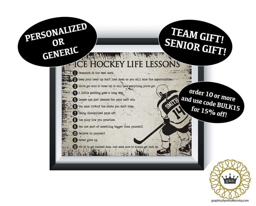 GIRLS Ice Hockey Life Lessons Art Print Qty 1 Sport Bedroom ...