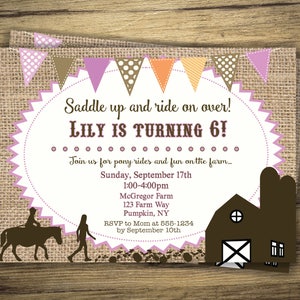 Fall Pony Ride Birthday Invitation - Hayride, Farm, Pumpkin Picking ...