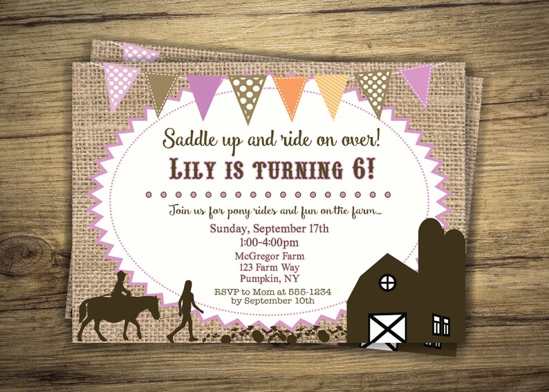 Fall Pony Ride Birthday Invitation - Hayride, Farm, Pumpkin Picking ...