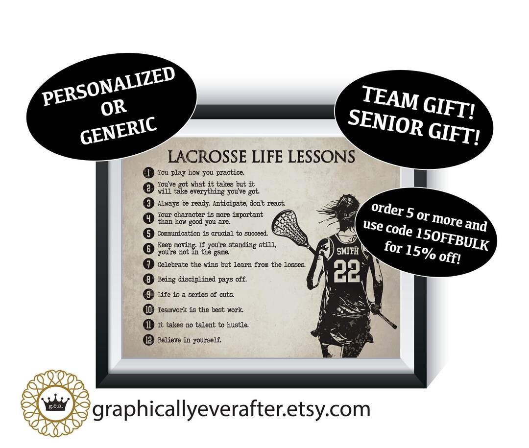 Girls Lacrosse Life Lessons Art Print Qty 1 Girls Lacrosse Senior ...