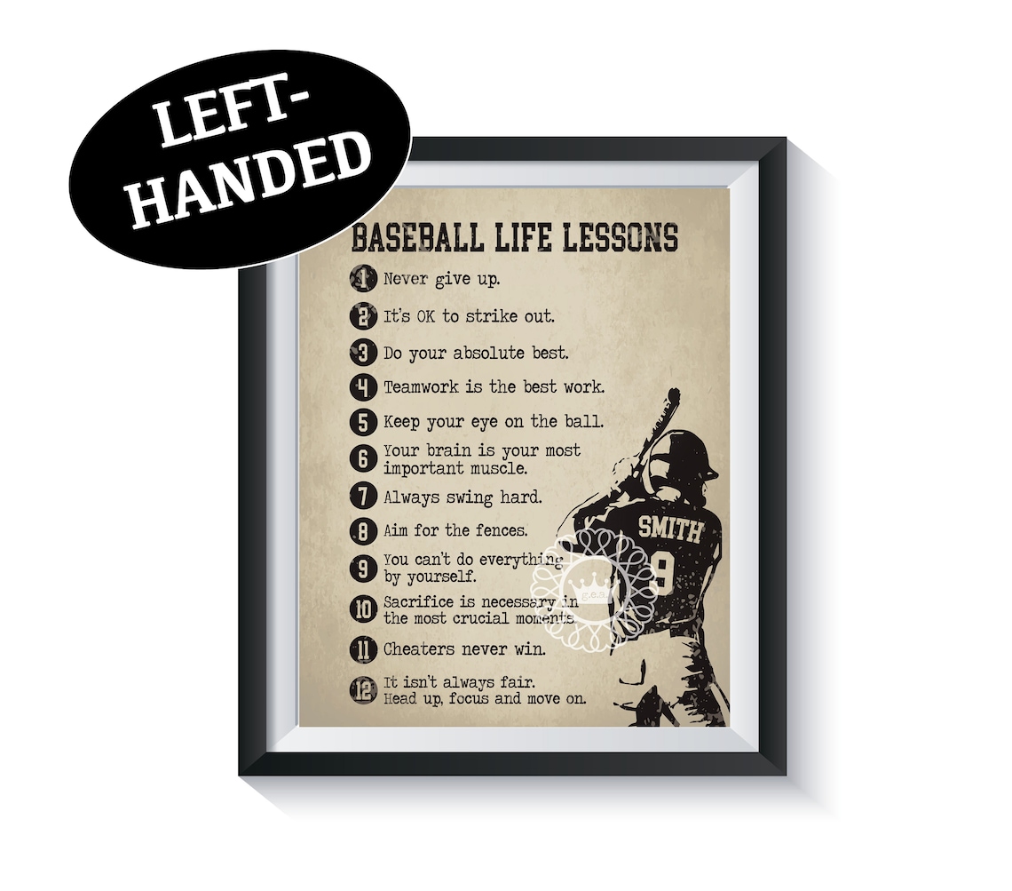 Baseball Life Lessons Art Print Qty 1 Sports Bedroom Dorm Room Decor ...
