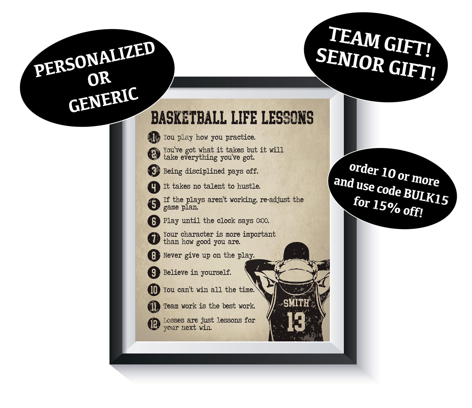 BOY Basketball Life Lessons Art Print Qty 1 Sports Bedroom | Etsy
