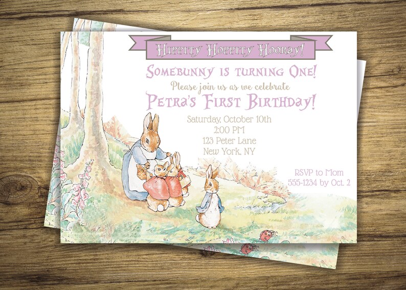 Peter Rabbit Birthday Invitation First Birthday Party Invite - Etsy