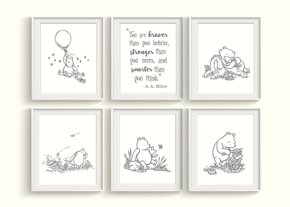 Winnie the Pooh Art Prints Set Qty 1 Classic Pooh Vintage | Etsy