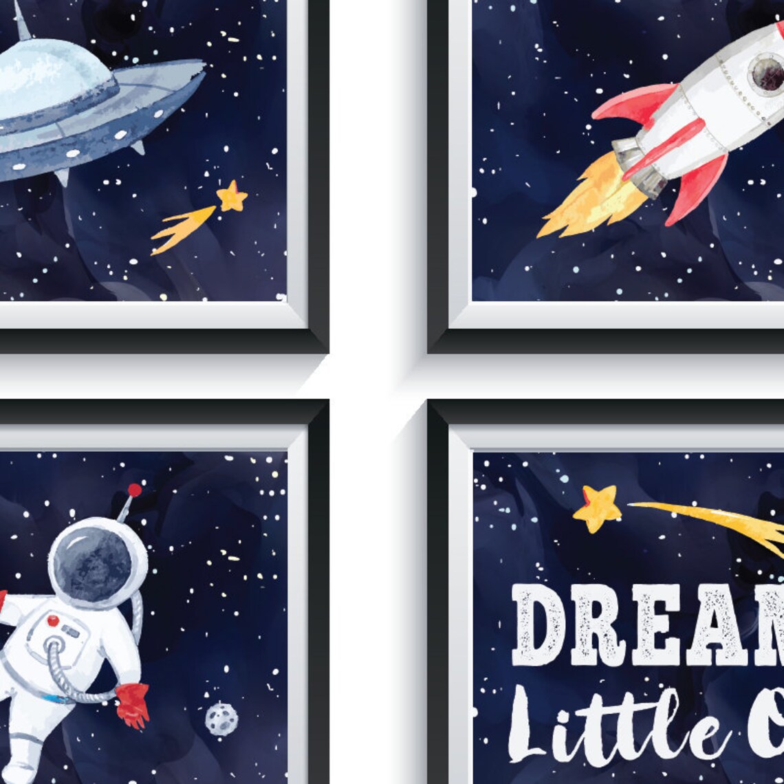 Planets and Space Nursery Art Prints Qty 6 Solar System | Etsy