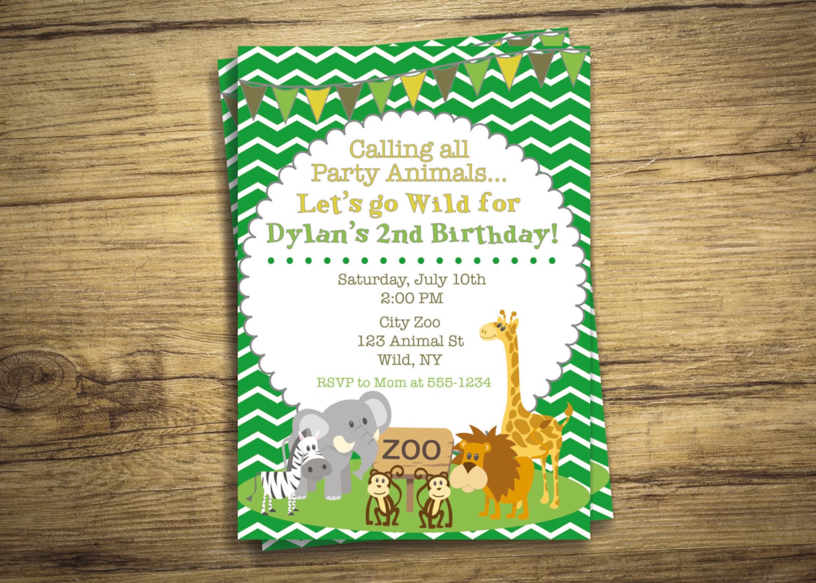 Zoo Birthday Invitation Wild Animals Party Invite First - Etsy