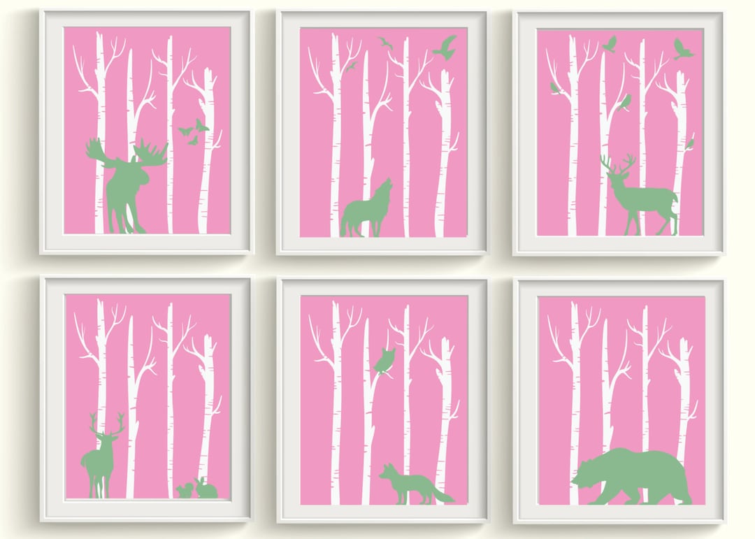 Forest Animals Art Print Set Qty 6 Boy Girl Nursery Wall Art Decor forest-animals-art-print-set-qty-6-boy-girl-nursery-wall-art-decor