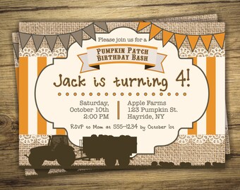 Fall Birthday Invitation Hayride Farm Autumn Harvest Party | Etsy