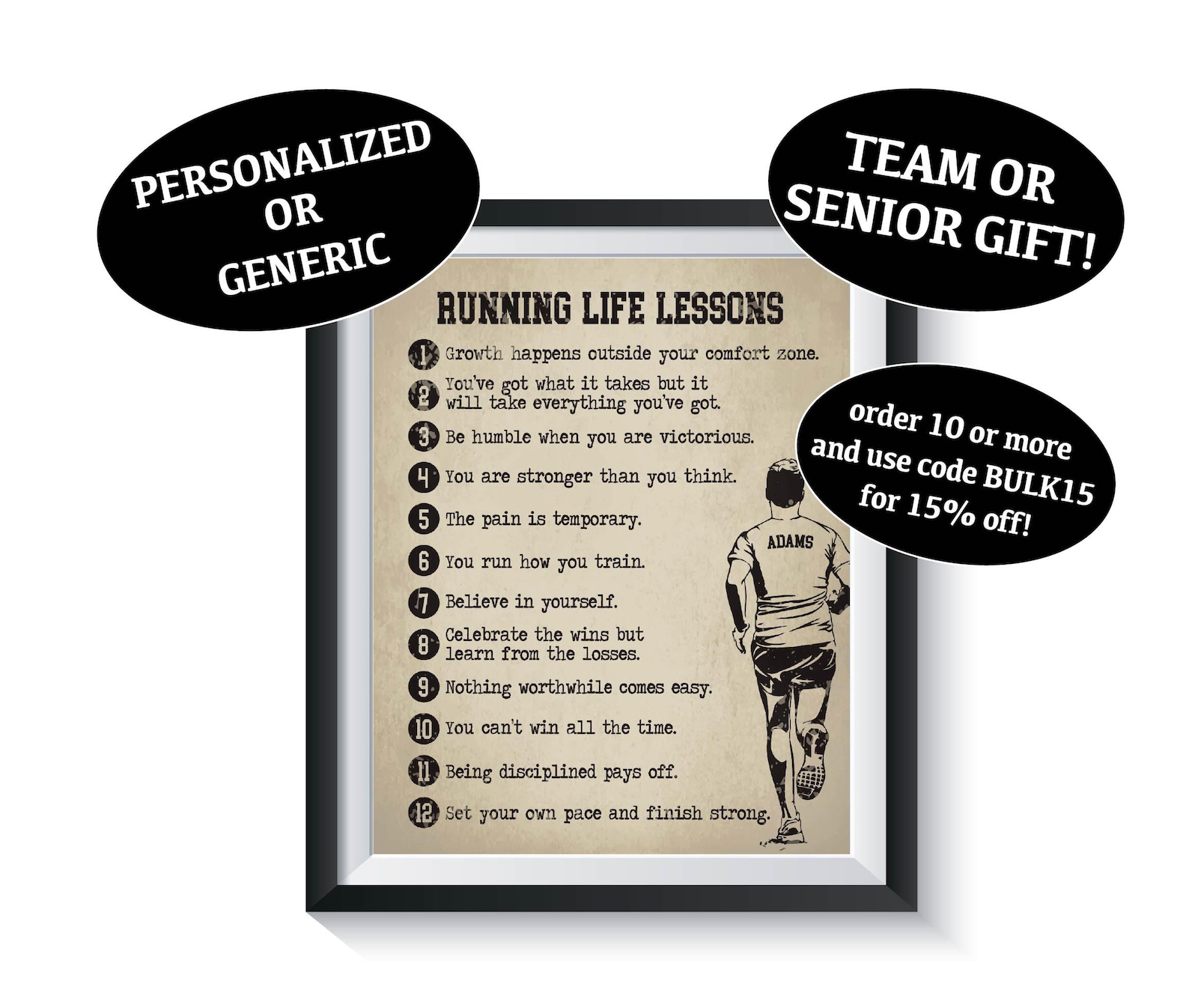 BOY Running Life Lessons Art Print Qty 1 Mens Cross Country Track ...