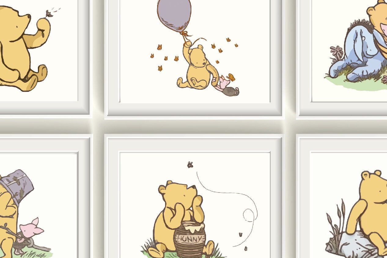 Classic Pooh Art Prints Qty 4 UNFRAMED Winnie the Pooh Nursery - Etsy