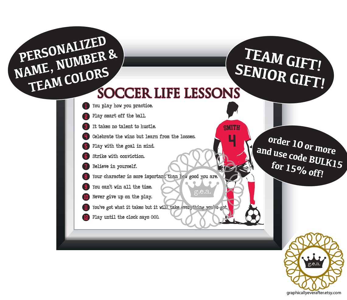 Personalized Soccer Life Lessons Art Print BOY Qty 1 Sports - Etsy