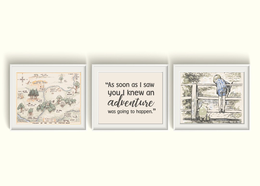 Classic Pooh Nursery Art, Winnie the Pooh Neutral Art Prints Qty 3 ...