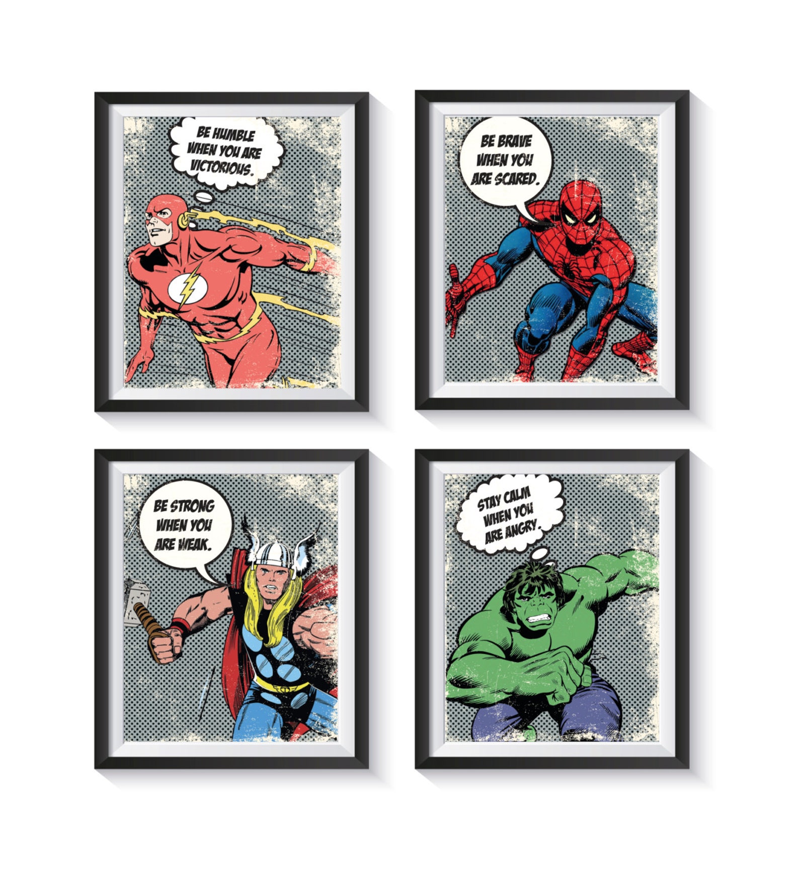 Retro Superhero Art Prints Distressed Inspirational Vintage | Etsy