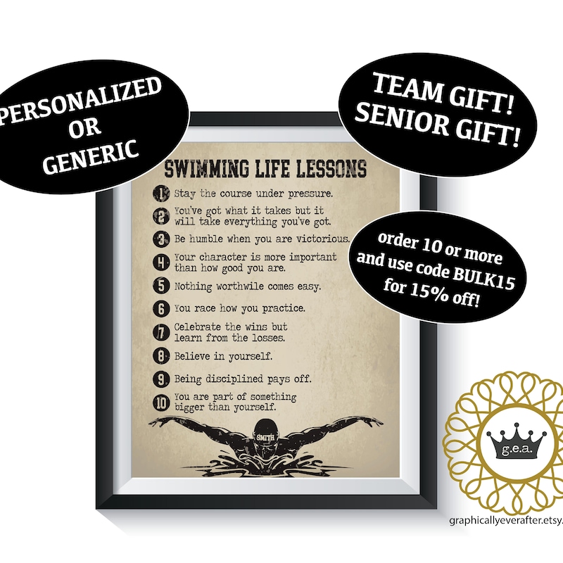 Swimming Quote Poster Men - Etsy