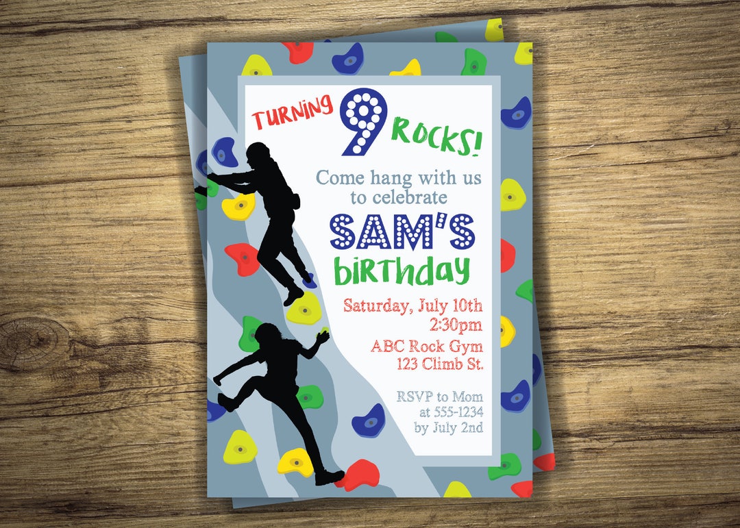Rock Climbing Birthday Party Invitation - Girl Boy Invite - Climb Gym ...