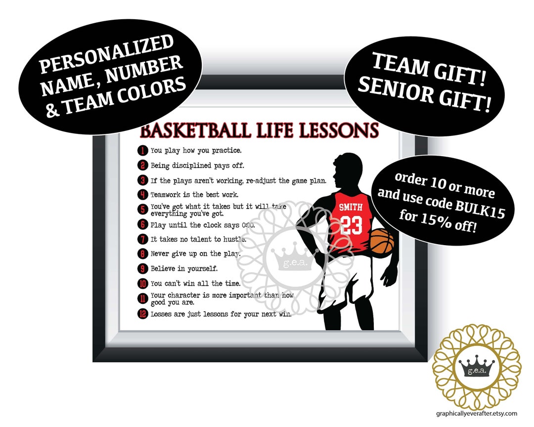 Boys Basketball Life Lessons Art Print Qty 1 Sports Bedroom ...