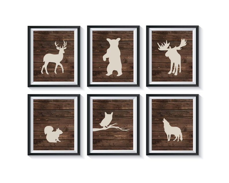 Rustic Woodland Forest Animals Art Prints UNFRAMED Qty 6 Wall - Etsy
