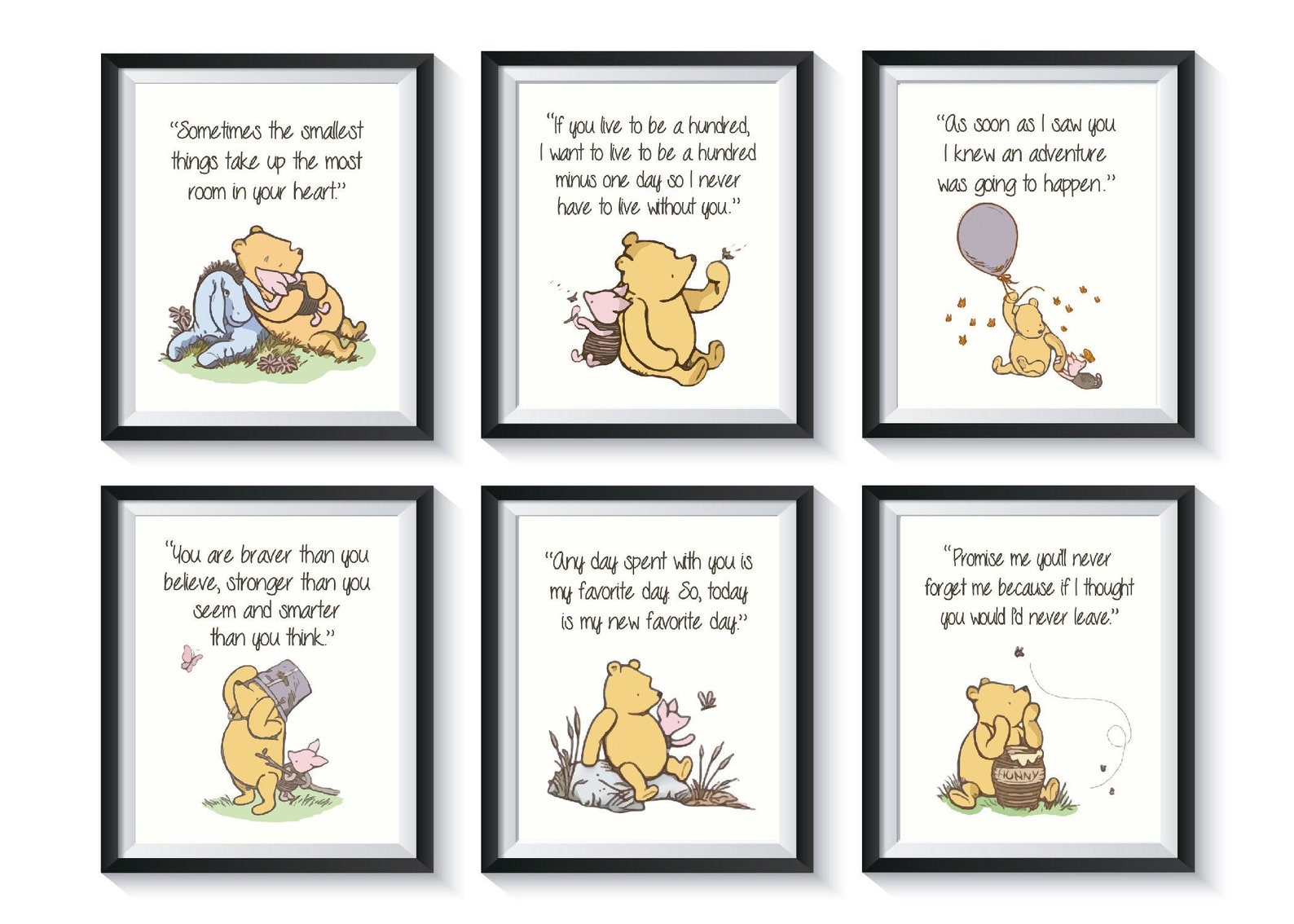 Classic Pooh Quotes Art Prints Set Qty 3 Winnie the Pooh | Etsy