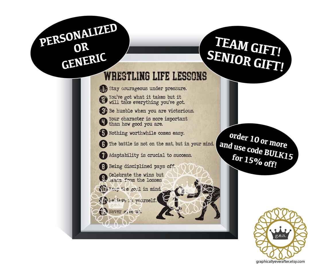 Female Wrestling Life Lessons Art Print Qty 1 Sports Bedroom Dorm Room ...