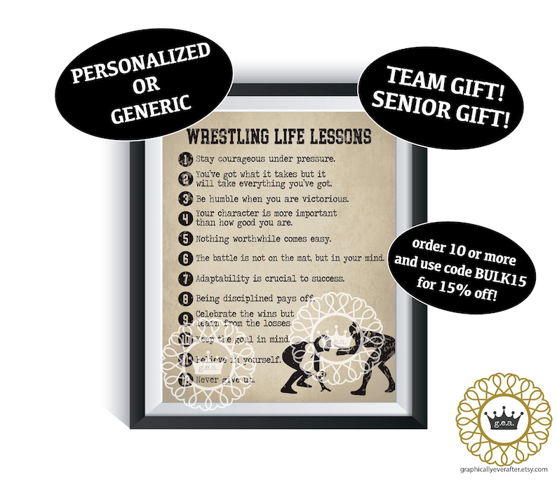 Female Wrestling Life Lessons Art Print Qty 1 Sports Bedroom Dorm Room ...