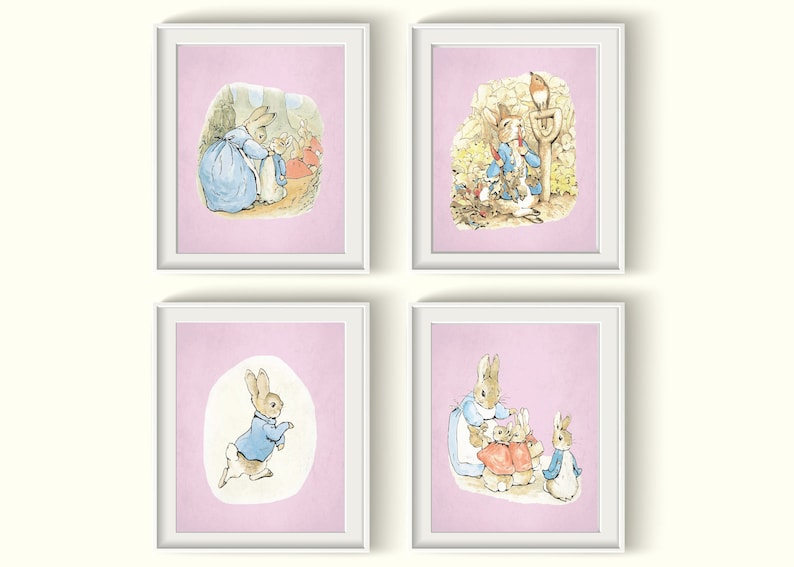 Peter Rabbit Nursery Prints Qty 4 UNFRAMED Vintage Art Baby | Etsy