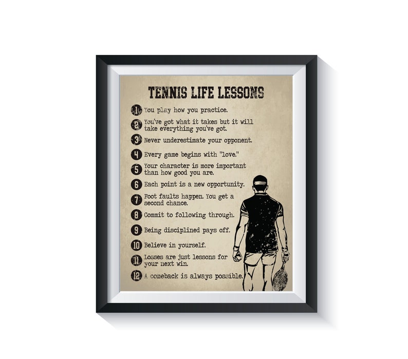 BOY Tennis Life Lessons Art Print Qty 1 Sports Bedroom Inspirational ...