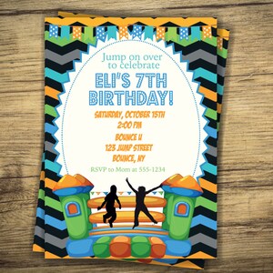 Bounce House Birthday Party Invitation - Jumping, Bouncing Girl Invite ...