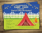 Campout Birthday Party Invitation Backyard Campout Invite - Etsy