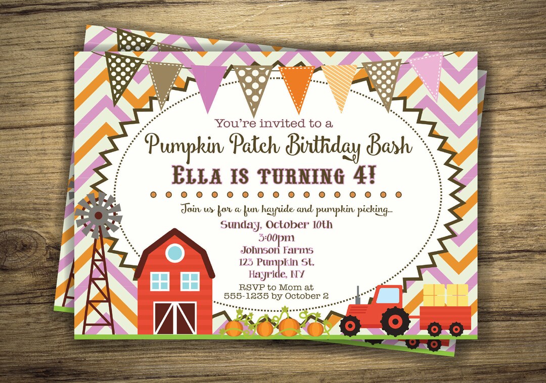 Fall Pumpkin Patch Birthday Invitation Hayride, Farm, Pumpkin Picking ...