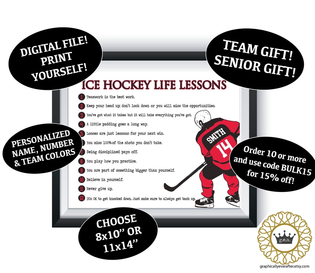 BOY Ice Hockey Life Lessons DIGITAL FILE Qty 1 Sports Bedroom Diy ...