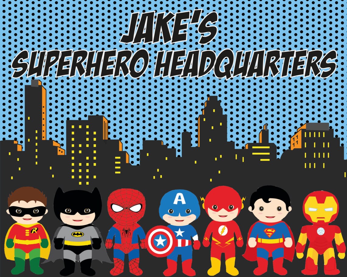 Personalized Superhero Art Print Superhero Headquarters - Etsy