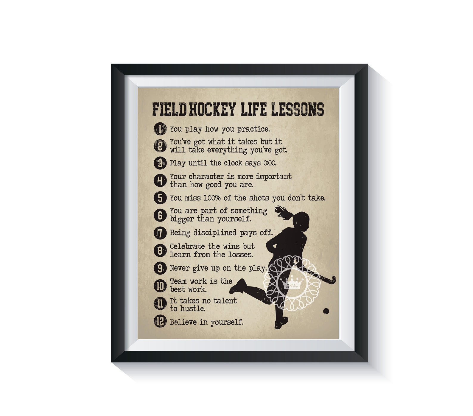 Field Hockey Life Lessons Art Print Qty 1 Sports Bedroom Dorm - Etsy