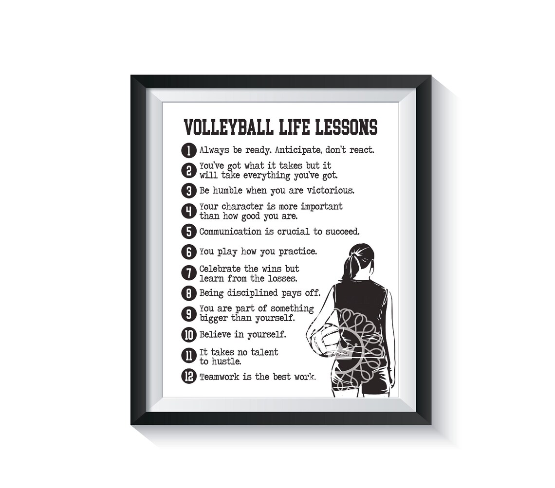 Girls Volleyball Life Lessons Art Print Qty 1 Girls Volleyball Poster ...
