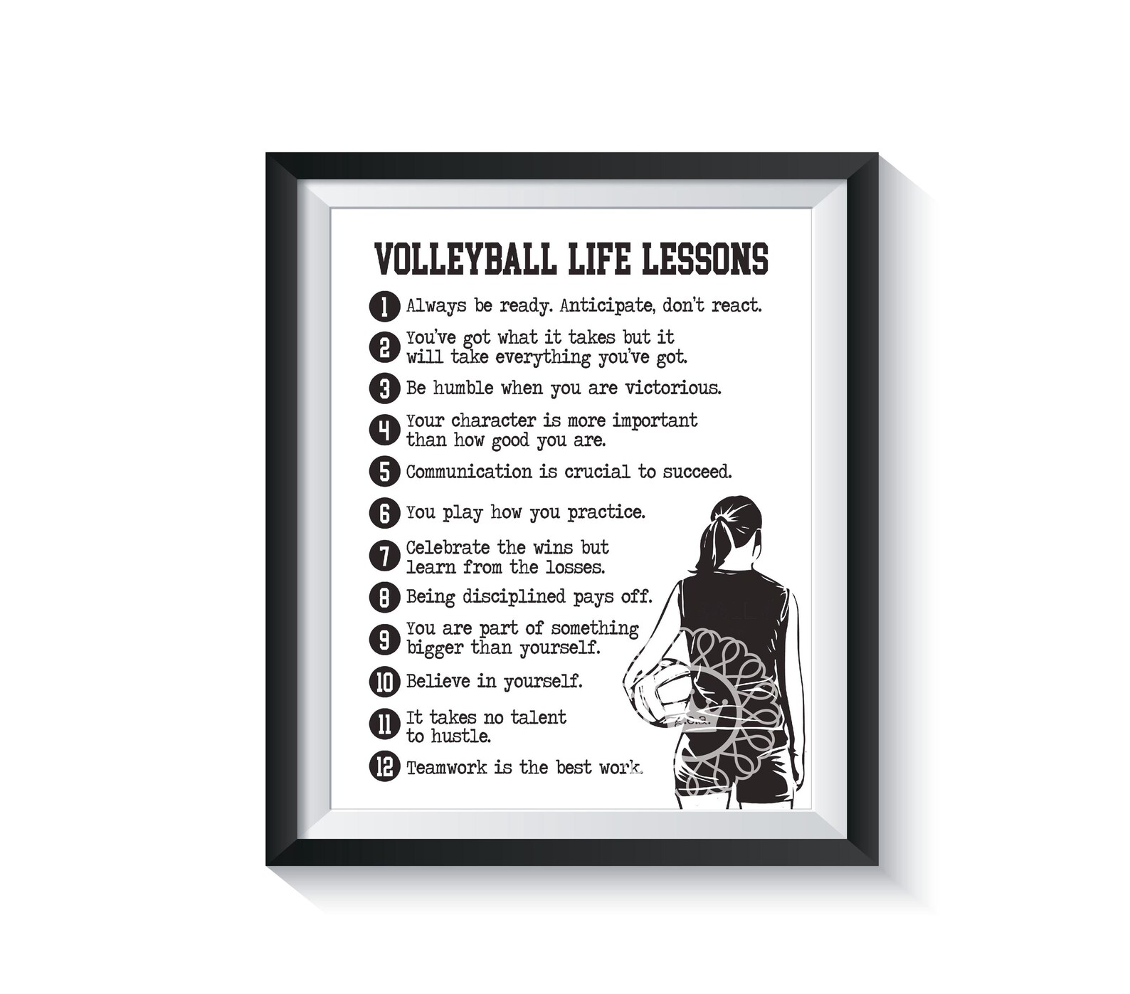 Girls Volleyball Life Lessons Art Print Qty 1 Girls Volleyball Poster ...